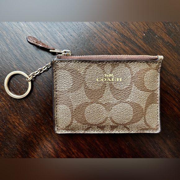 Coach | Accessories | Coach Mini Skinny Id Case Wallet Keychain Brown ...